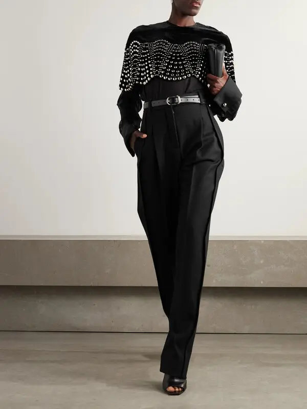 LANVIN Pleated Wool Tapered Trousers