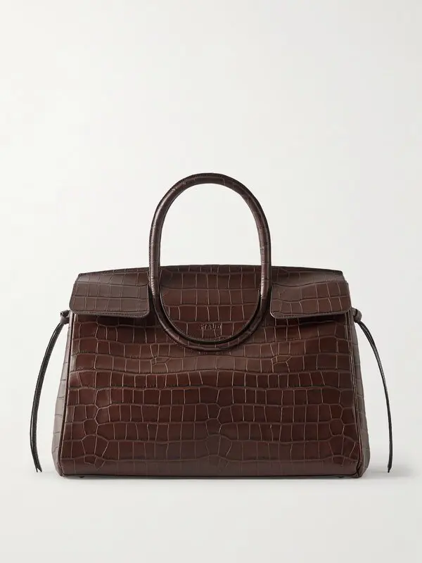 Staud Maude Croc-effect Leather Tote - Brown