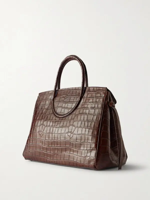 Staud Maude Croc-effect Leather Tote - Brown