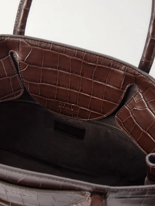 Staud Maude Croc-effect Leather Tote - Brown