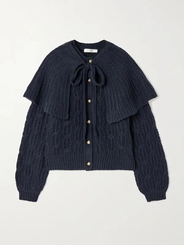 FRAME The Cape Cable-knit Wool-blend Cardigan - Blue