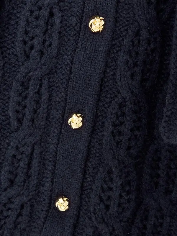 FRAME The Cape Cable-knit Wool-blend Cardigan - Blue