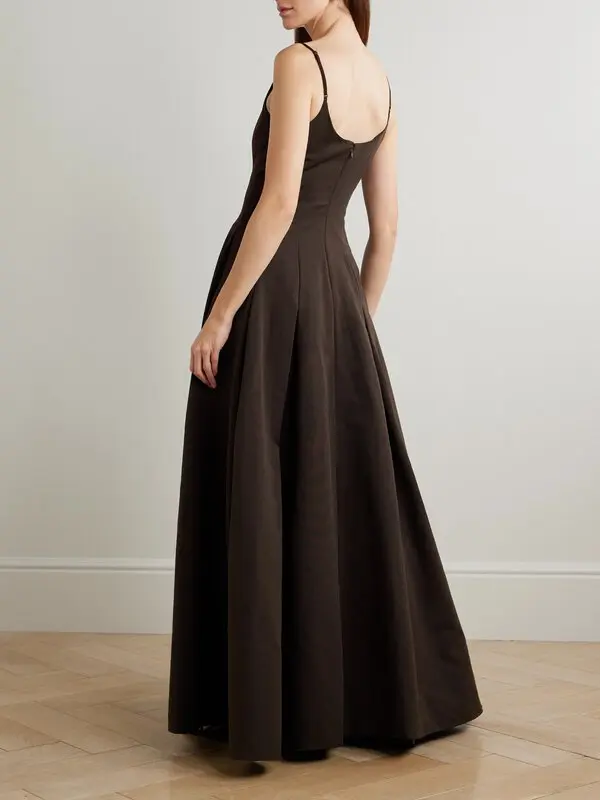 Staud Cotton-blend Faille Maxi Dress - Brown