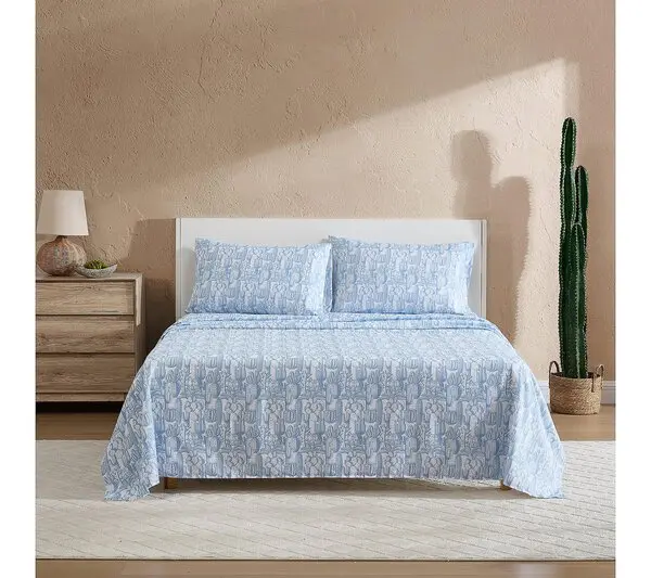 Wrangler Cactus Toile Blue Full Microfiber Shee T Set - One-color