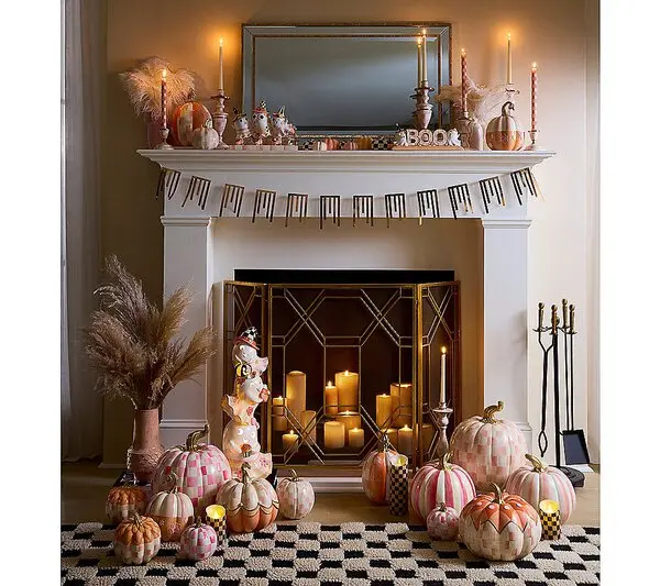 MACKENZIE-CHILDS As Is Hocus Pocus Check & Stripe Pumpkin