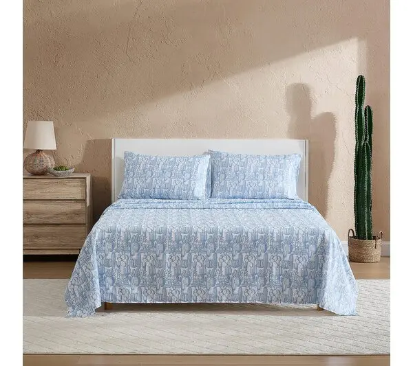 Wrangler Cactus Toile Blue Queen Microfiber She Et Set - One-color