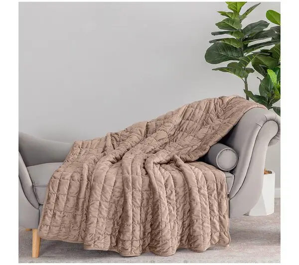 BERKSHIRE BLANKET As Is Berkshire Filled And Quilted Suedemink Oversized Throw - One-color