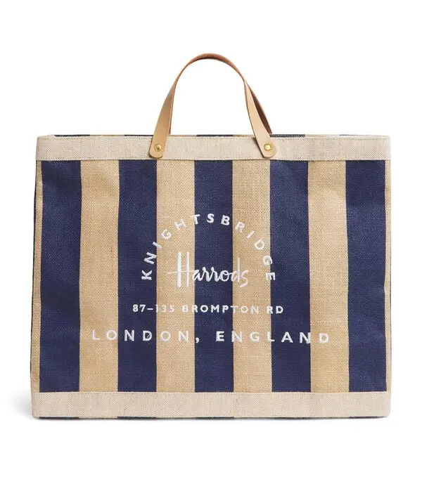 Harrods Large Canvas Stripe Knightsbridge Shopper Bag - Blue