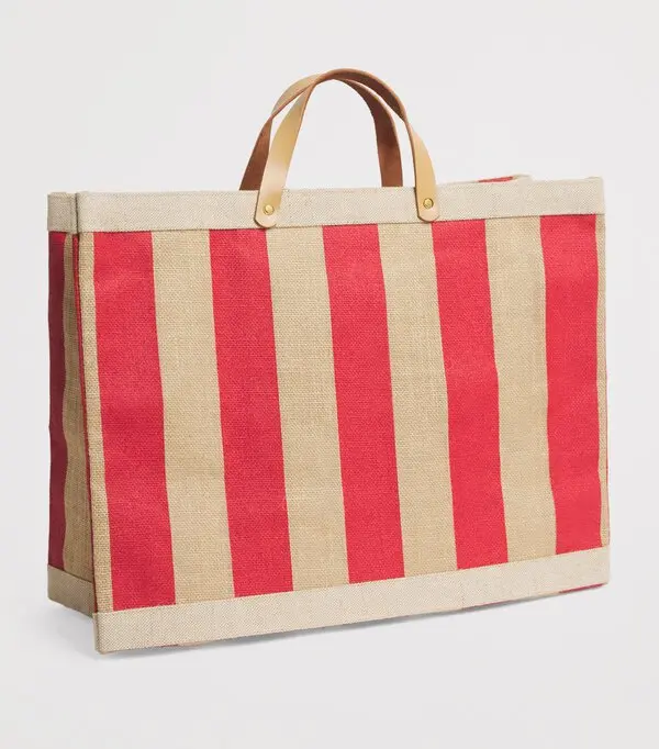 Harrods Large Canvas Stripe Knightsbridge Shopper Bag - Red