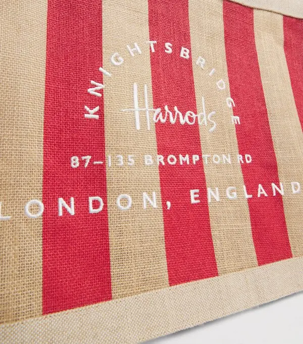 Harrods Large Canvas Stripe Knightsbridge Shopper Bag - Red