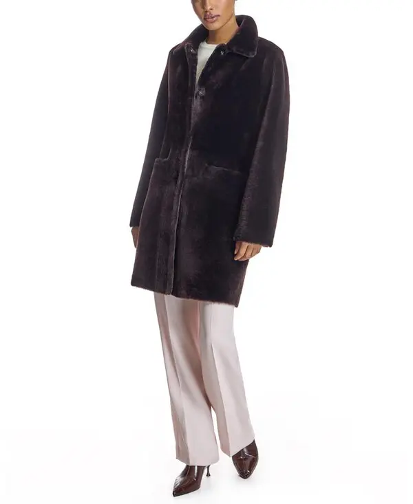 MAXIMILIAN Shearling Coat - Dark Brown