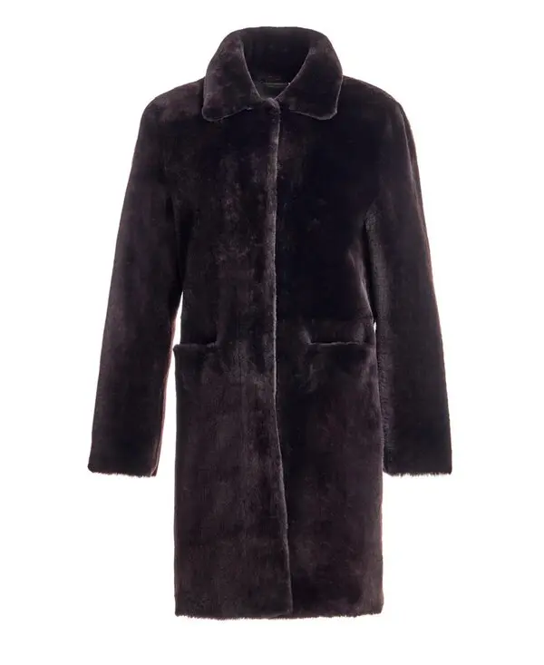 MAXIMILIAN Shearling Coat - Dark Brown