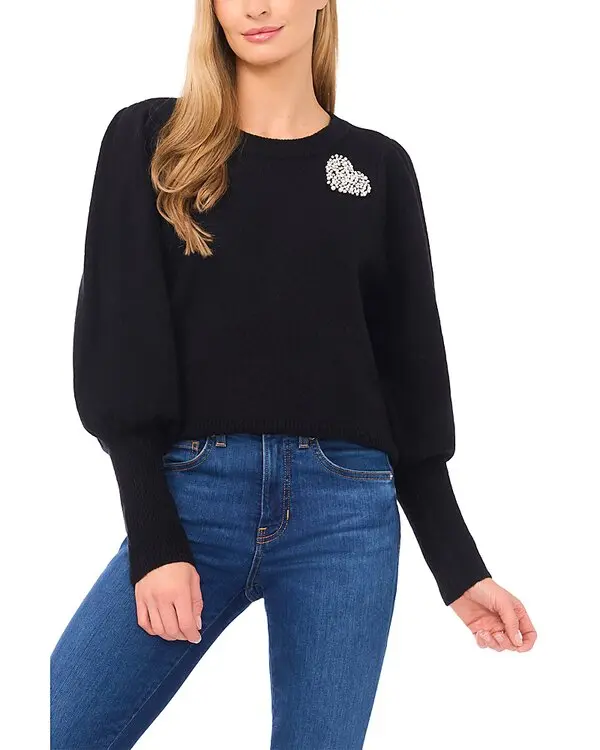 CECE DUPRAZ Heart Applique Sweater - Rich Black