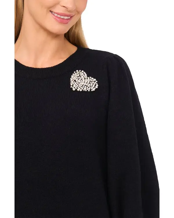 CECE DUPRAZ Heart Applique Sweater - Rich Black