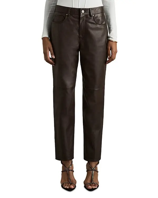 REISS Verona Slim Leather Pants