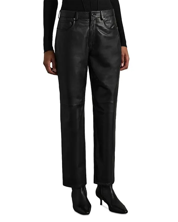 REISS Verona Slim Leather Trousers