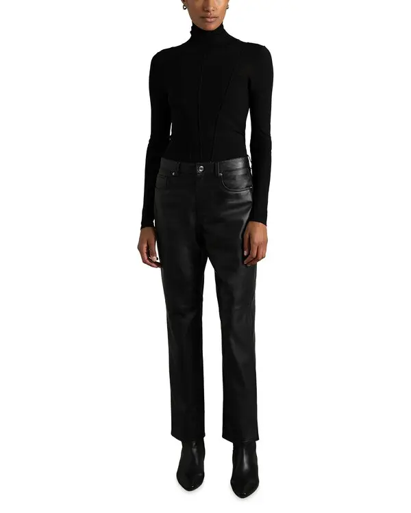 REISS Verona Slim Leather Trousers