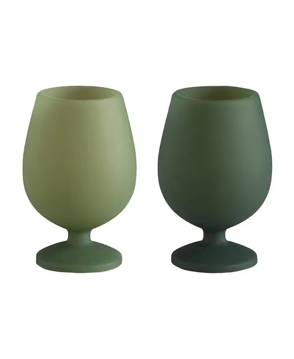 PORTER GREEN Stemm Silicone Unbreakable Wine Glasses Set Of 2 - Sage + Olive