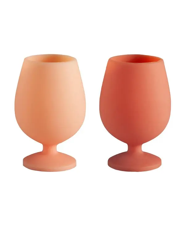 PORTER GREEN Stemm Silicone Unbreakable Wine Glasses Set Of 2 - Terra + Peach