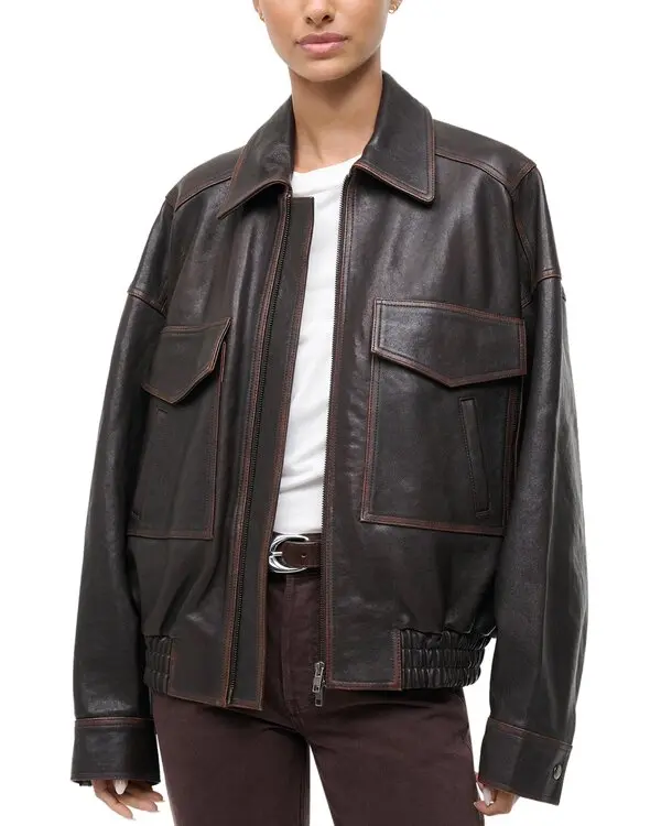 Staud Eugene Leather Jacket - Distressed