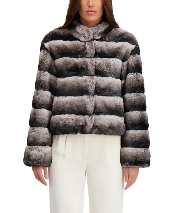 LYLA GRANT Faux Fur Chinchilla Jacket