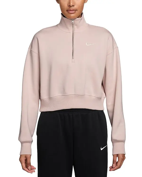 Nike Zip Neck Cropped Sweatshirt - Siltred