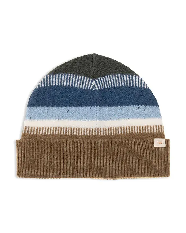 Faherty Brand Striped Beanie - Brown