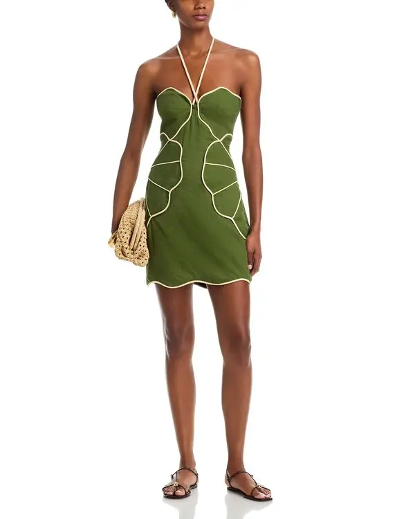 Farm Rio Asymmetric Neck Mini Dress