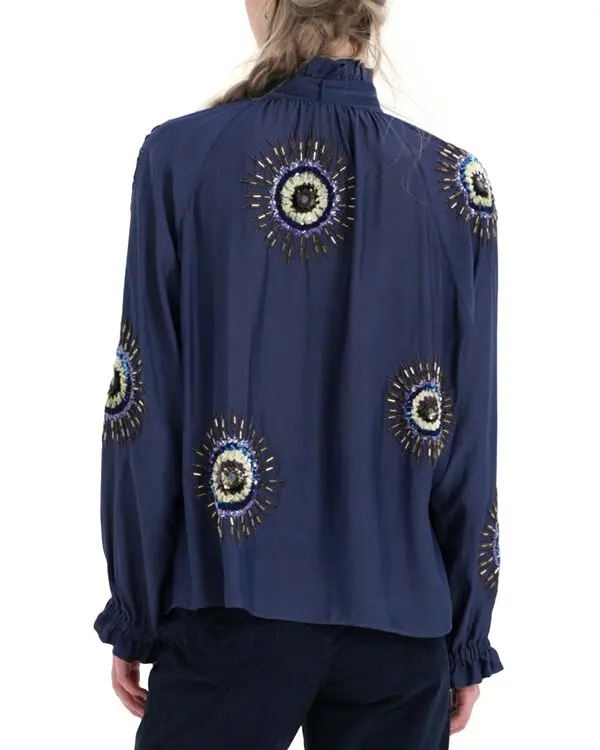 La DoubleJ Cerere Embroidered Silk Blouse