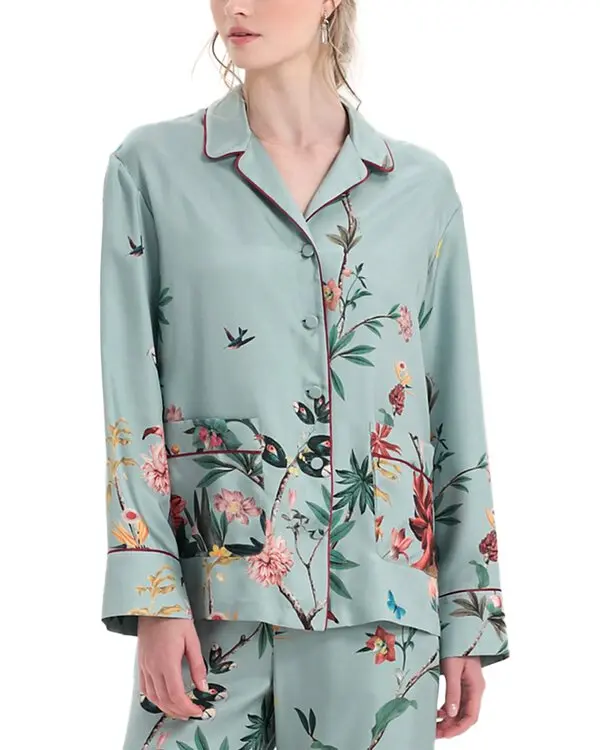 La DoubleJ Silk Pajama Shirt - Zooflora Panel