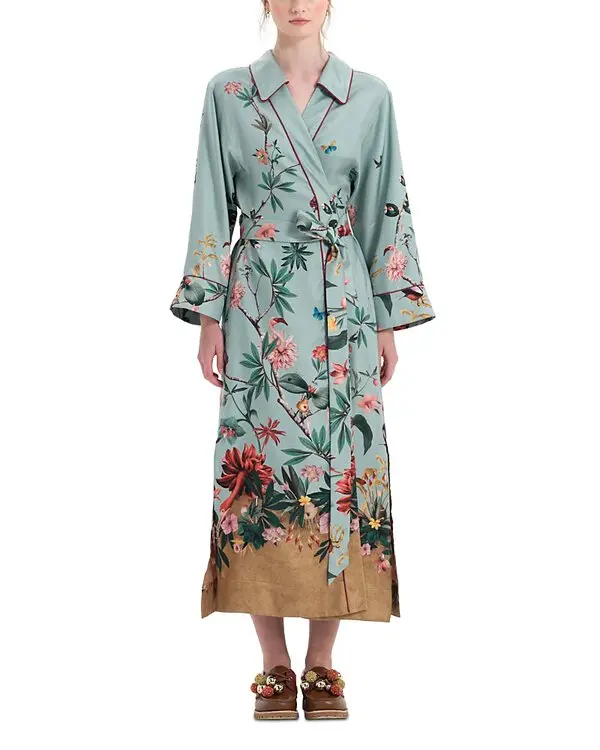 La DoubleJ Midnight Silk Wrap Dress - Zooflora Panel