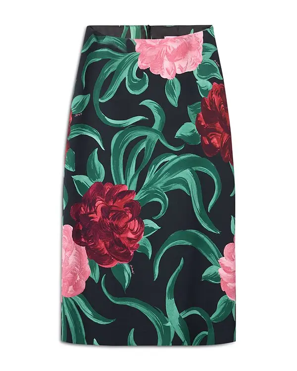 La DoubleJ Satin Pencil Skirt - Peony