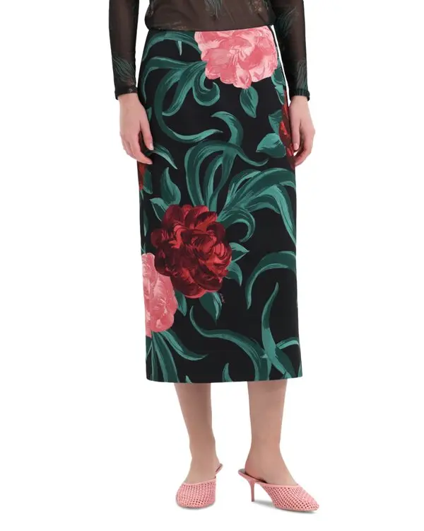 La DoubleJ Satin Pencil Skirt - Peony