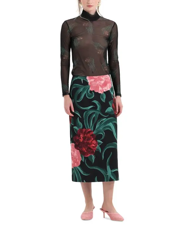La DoubleJ Satin Pencil Skirt - Peony