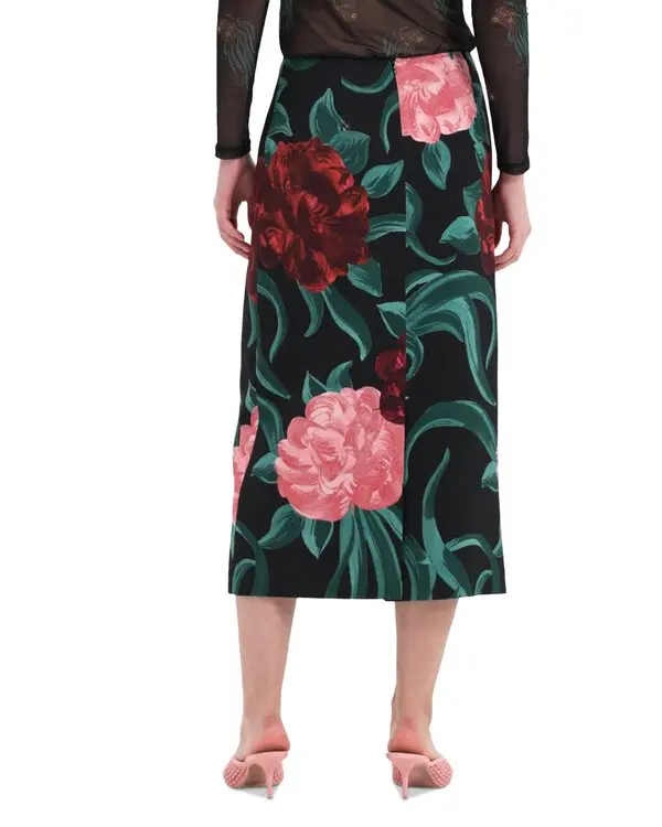 La DoubleJ Satin Pencil Skirt - Peony