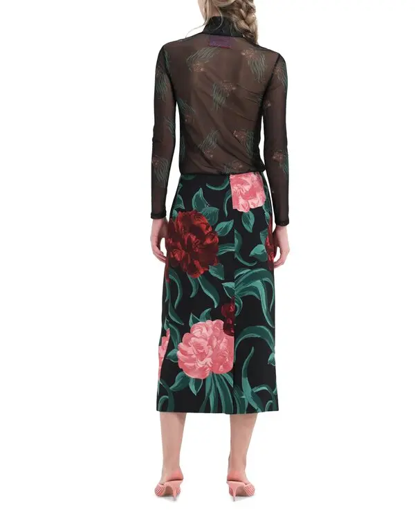 La DoubleJ Satin Pencil Skirt - Peony