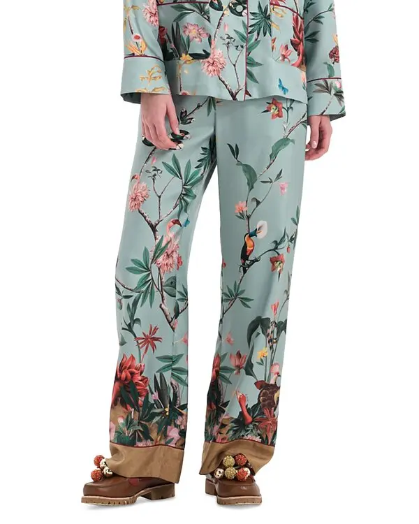 La DoubleJ Silk Pajama Pants - Zooflora Panel