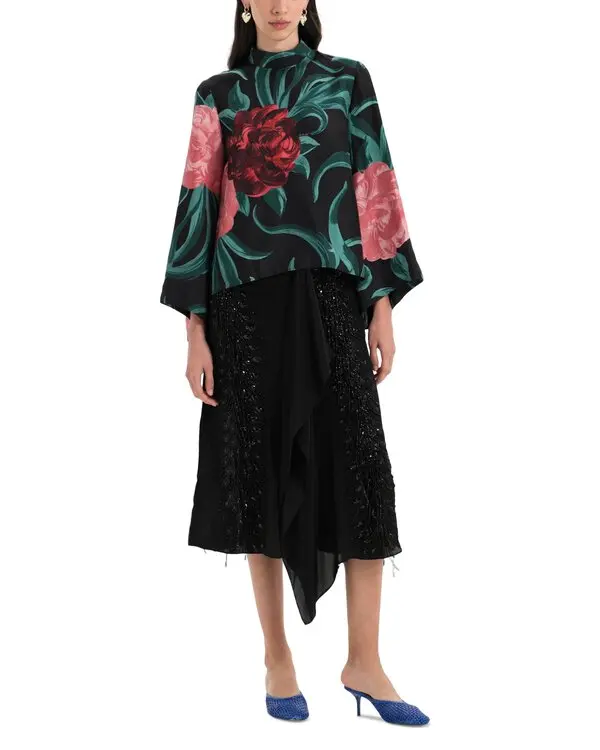 La DoubleJ Make An Exit Silk Top - Peony