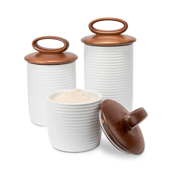 NAMBE Breaking Bread Canisters, Set Of Three - White