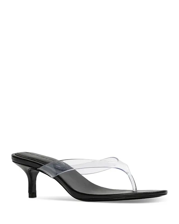 BLACK SUEDE STUDIO Kitten Heel Thong Sandals - Black