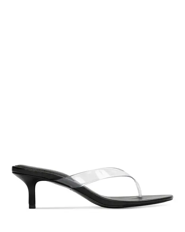 BLACK SUEDE STUDIO Kitten Heel Thong Sandals - Black