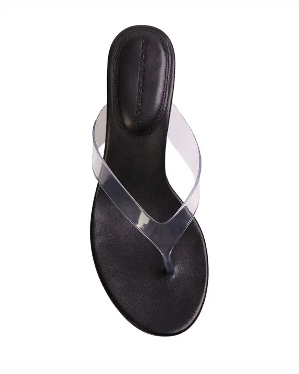 BLACK SUEDE STUDIO Kitten Heel Thong Sandals - Black