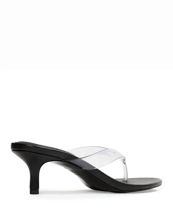BLACK SUEDE STUDIO Kitten Heel Thong Sandals - Black