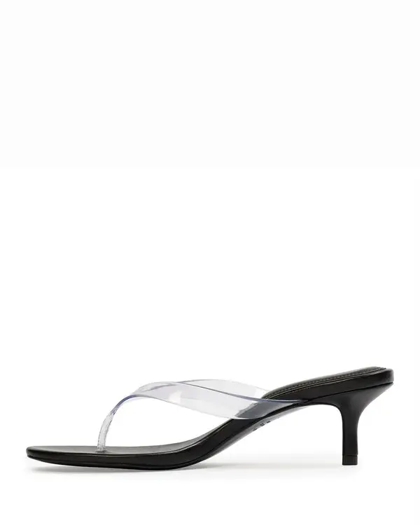 BLACK SUEDE STUDIO Kitten Heel Thong Sandals - Black