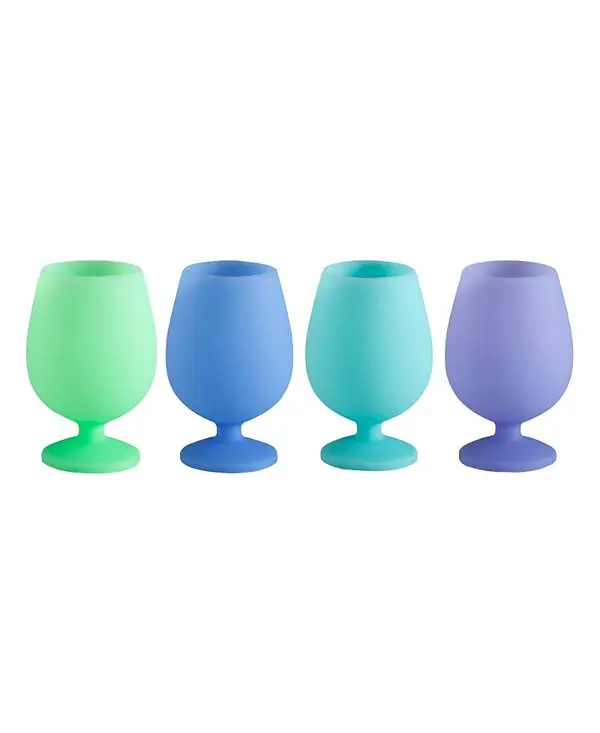 PORTER GREEN Stemm Silicone Unbreakable Wine Glasses Set Of 4 - Spring