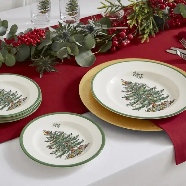 SPODE Christmas Tree Salad Plates, Set Of 4