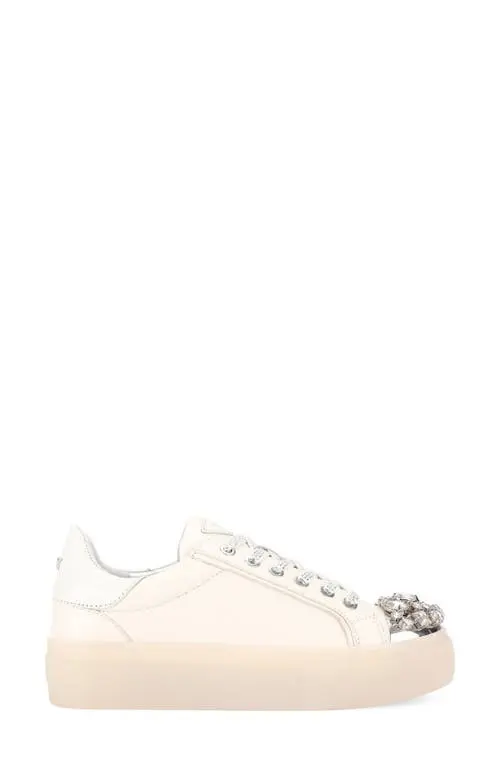 Kurt Geiger Crystal Cap Toe Platform Sneakers - Open White