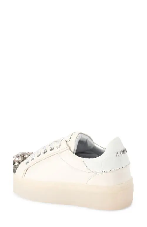 Kurt Geiger Crystal Cap Toe Platform Sneakers - Open White