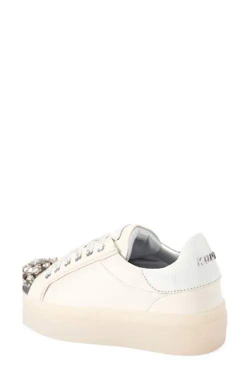 Kurt Geiger Crystal Cap Toe Platform Sneakers - Open White