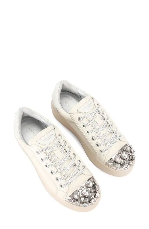 Kurt Geiger Crystal Cap Toe Platform Sneakers - Open White